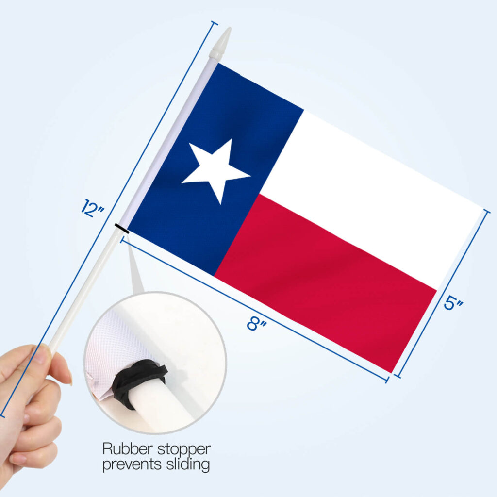 Texas State Stick Flags 5x8 inch (Pack of 12) - Anley Flags