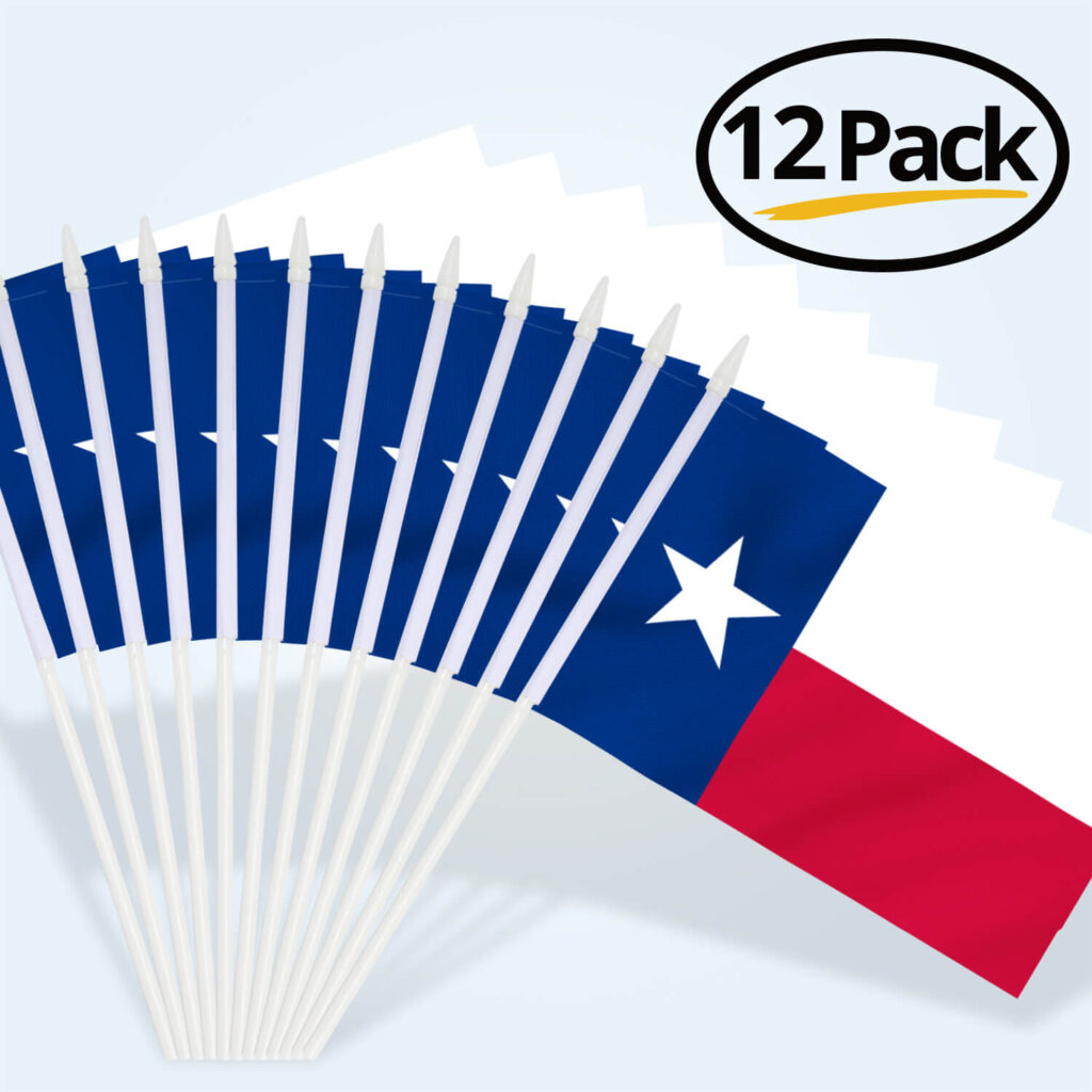 Texas State Stick Flags 5x8 inch (Pack of 12) - Anley Flags