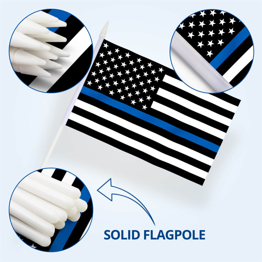 Thin Blue Line USA Stick Flags 5x8 inch (Pack of 12) - Anley Flags