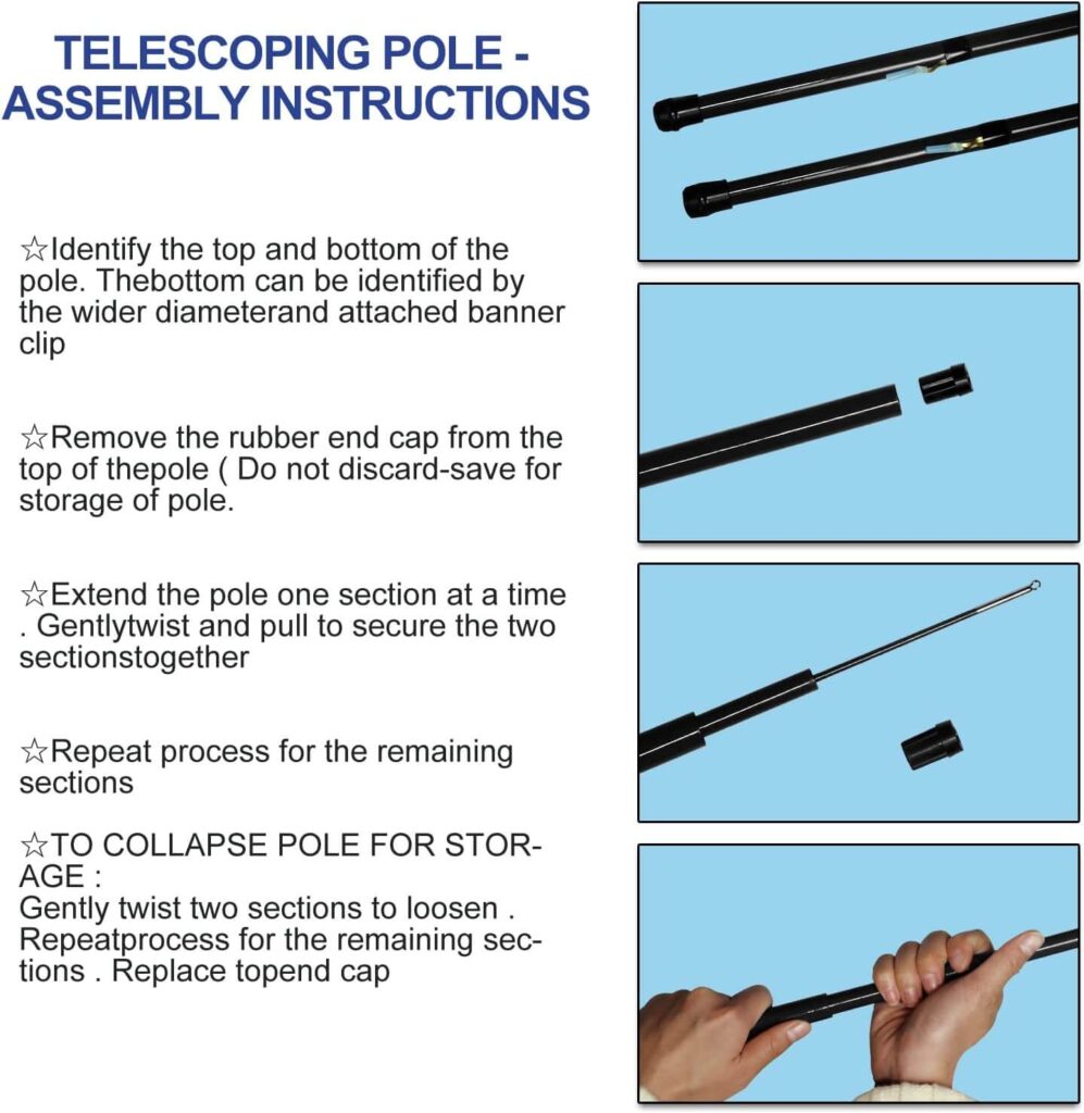 10Ft Telescopic Fiberglass Flagpole-Black - Anley Flags