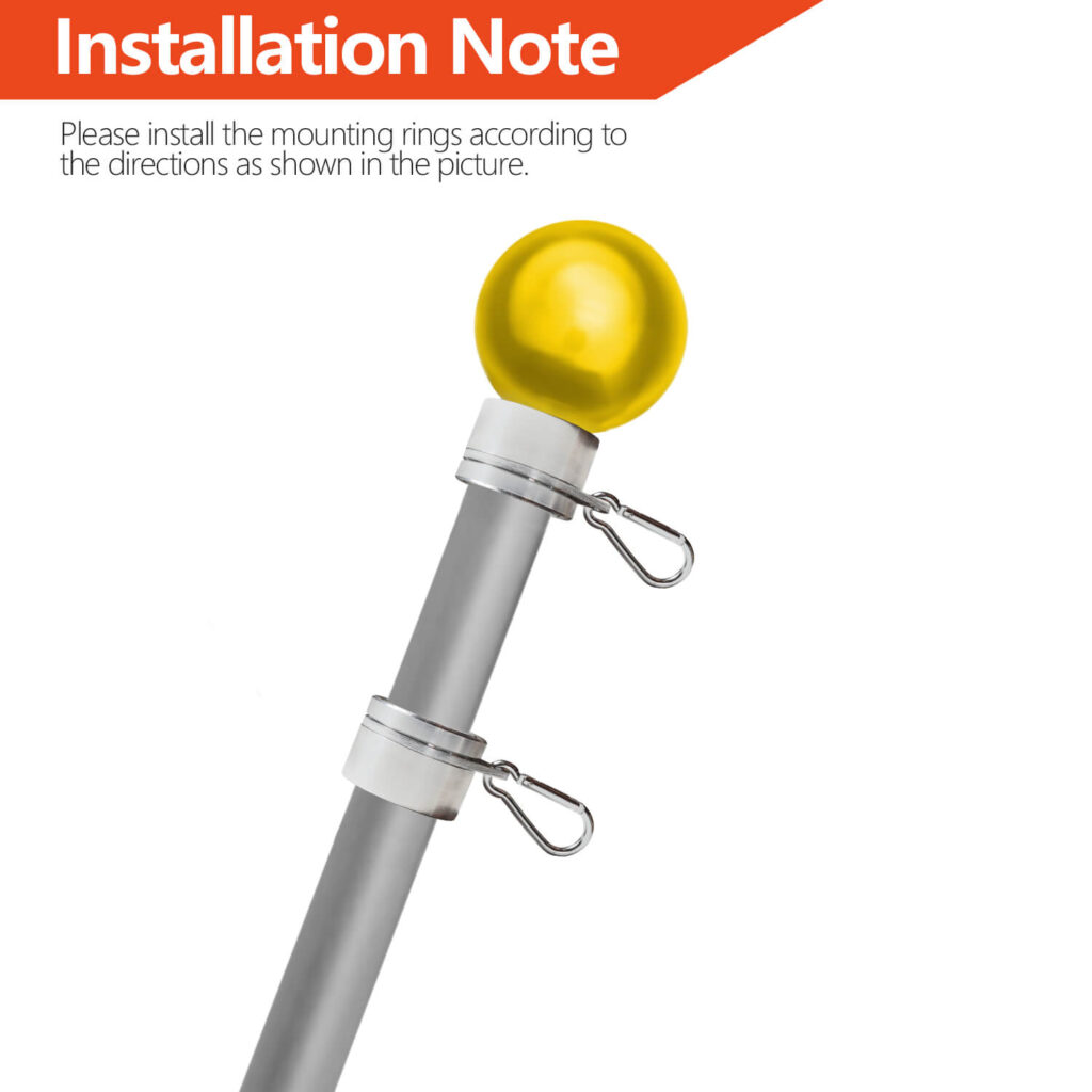 Aluminum Flagpole Mounting Rings with Clips (Set of 2) - Anley Flags