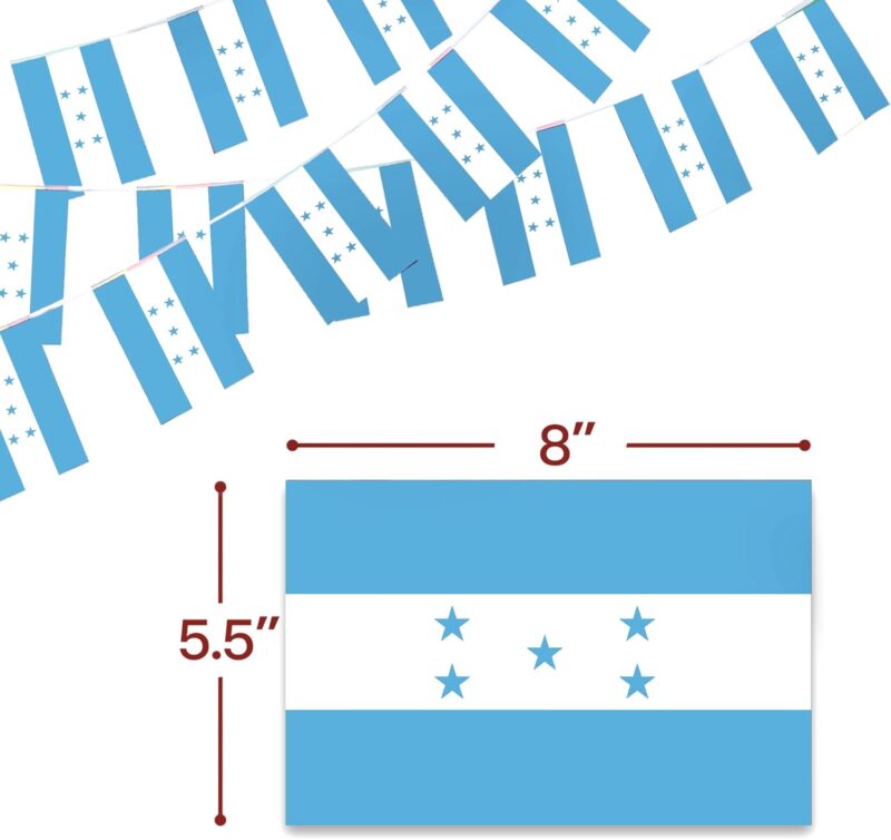 Honduras String Flags Pennant Banners 33 Feet 38 Flags (5.5x8 Inch)