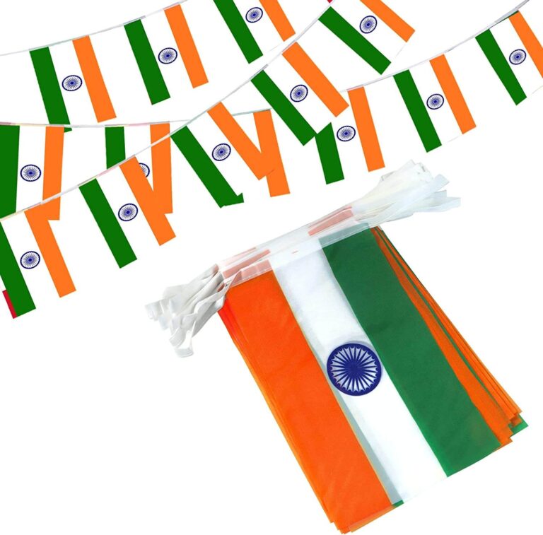 India String Flags Pennant Banners 33 Feet 38 Flags (5.5x8 Inch)