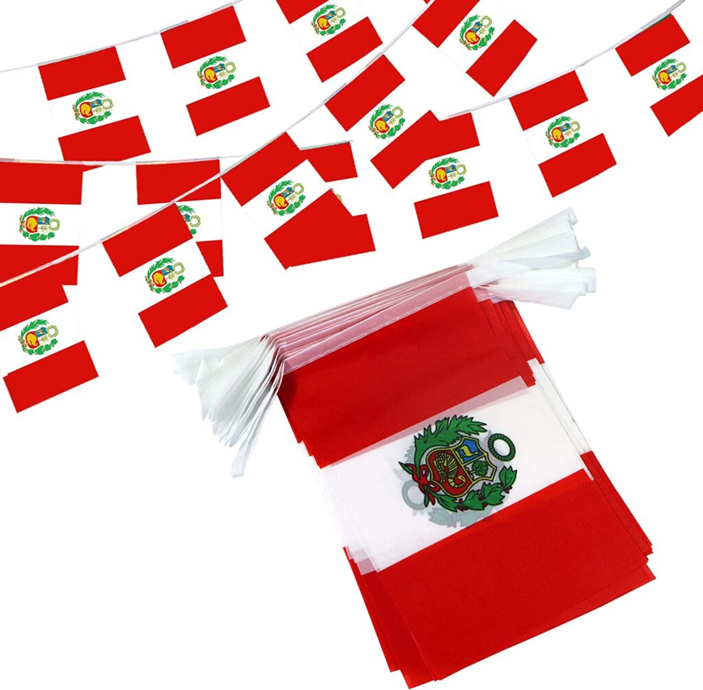 Peru String Flags Pennant Banners 33 Feet 38 Flags (5.5x8 Inch)