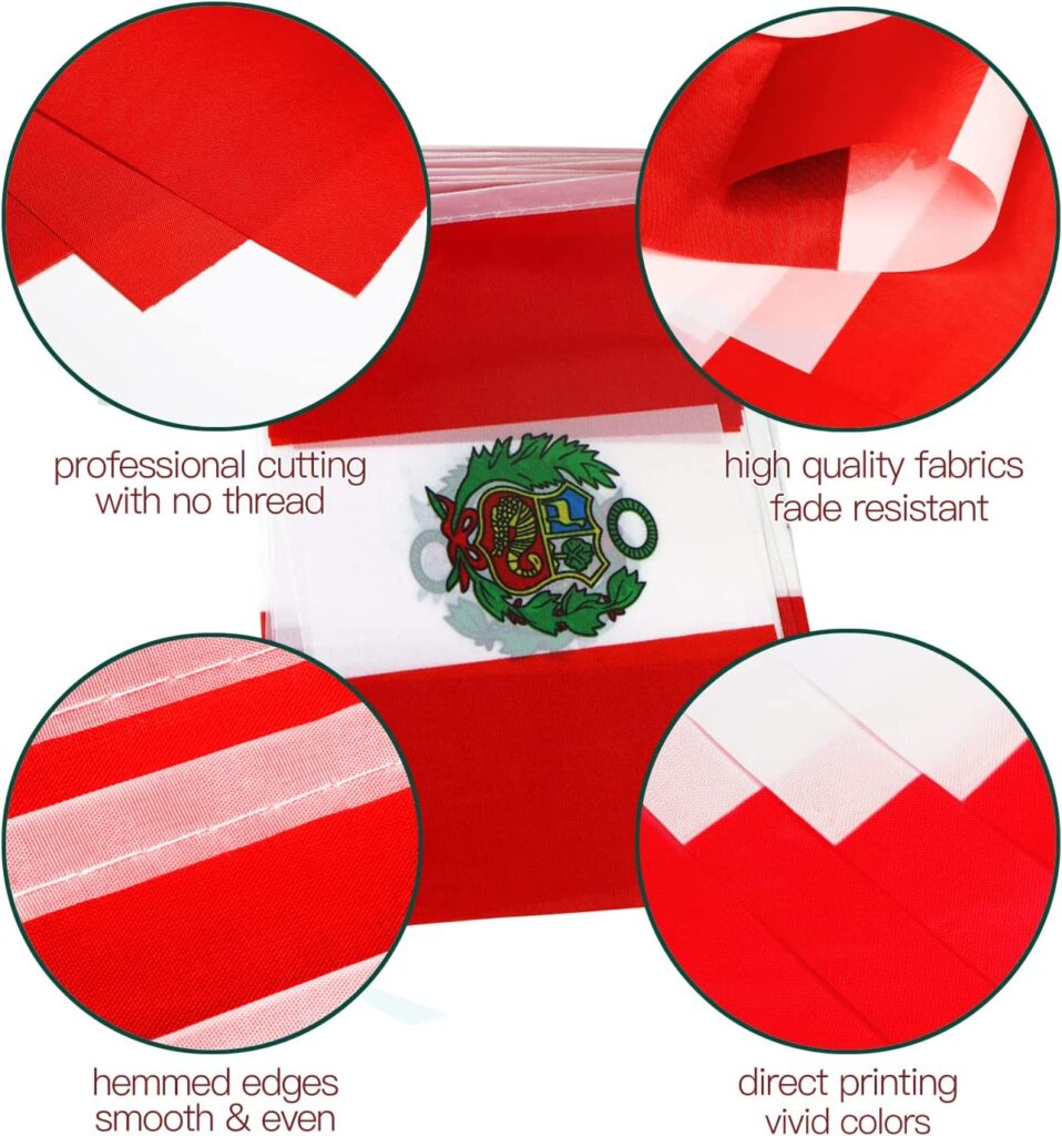 Peru String Flags Pennant Banners 33 Feet 38 Flags (5.5x8 Inch)
