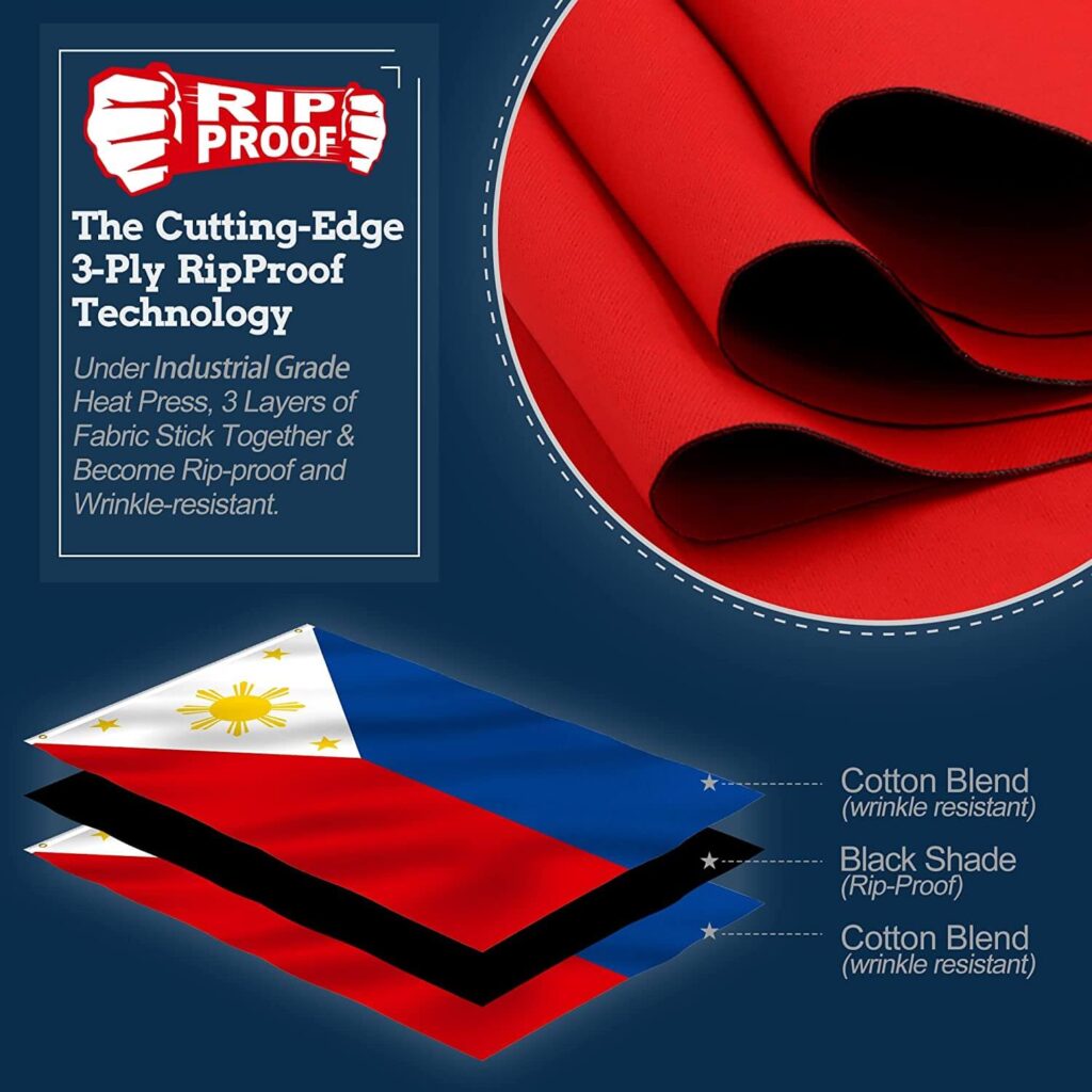 Rip-Proof Technology Double Sided 3-Ply Philippines Flag 3×5 Foot