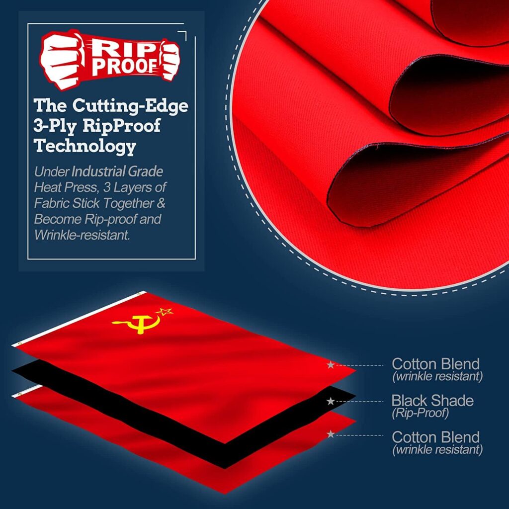 Rip-Proof Technology Double Sided 3-Ply Soviet Union Flag 3×5 Foot