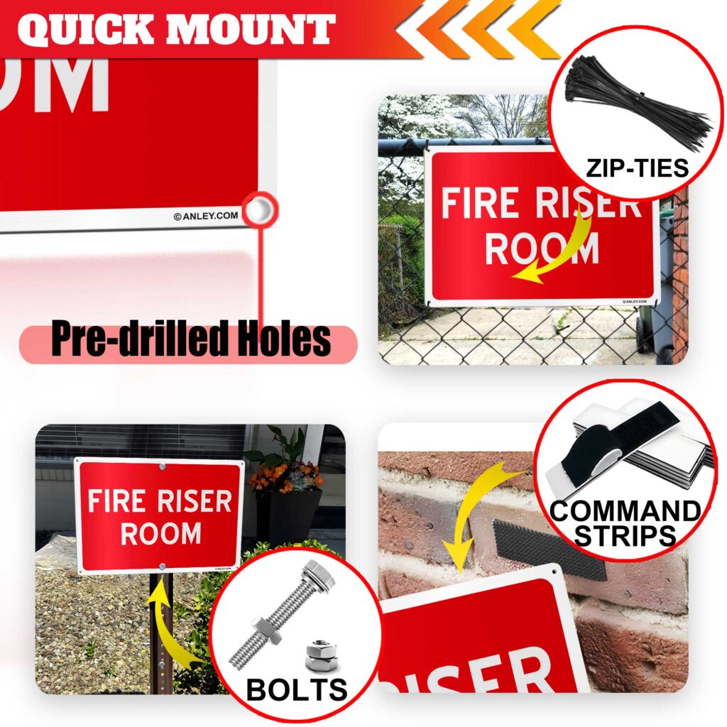 Fire Riser Room Sign Aluminum 7 X 10 IN