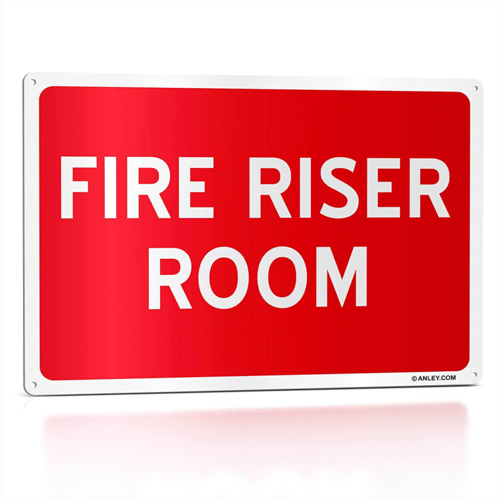 Fire Riser Room Sign Aluminum 7 X 10 IN
