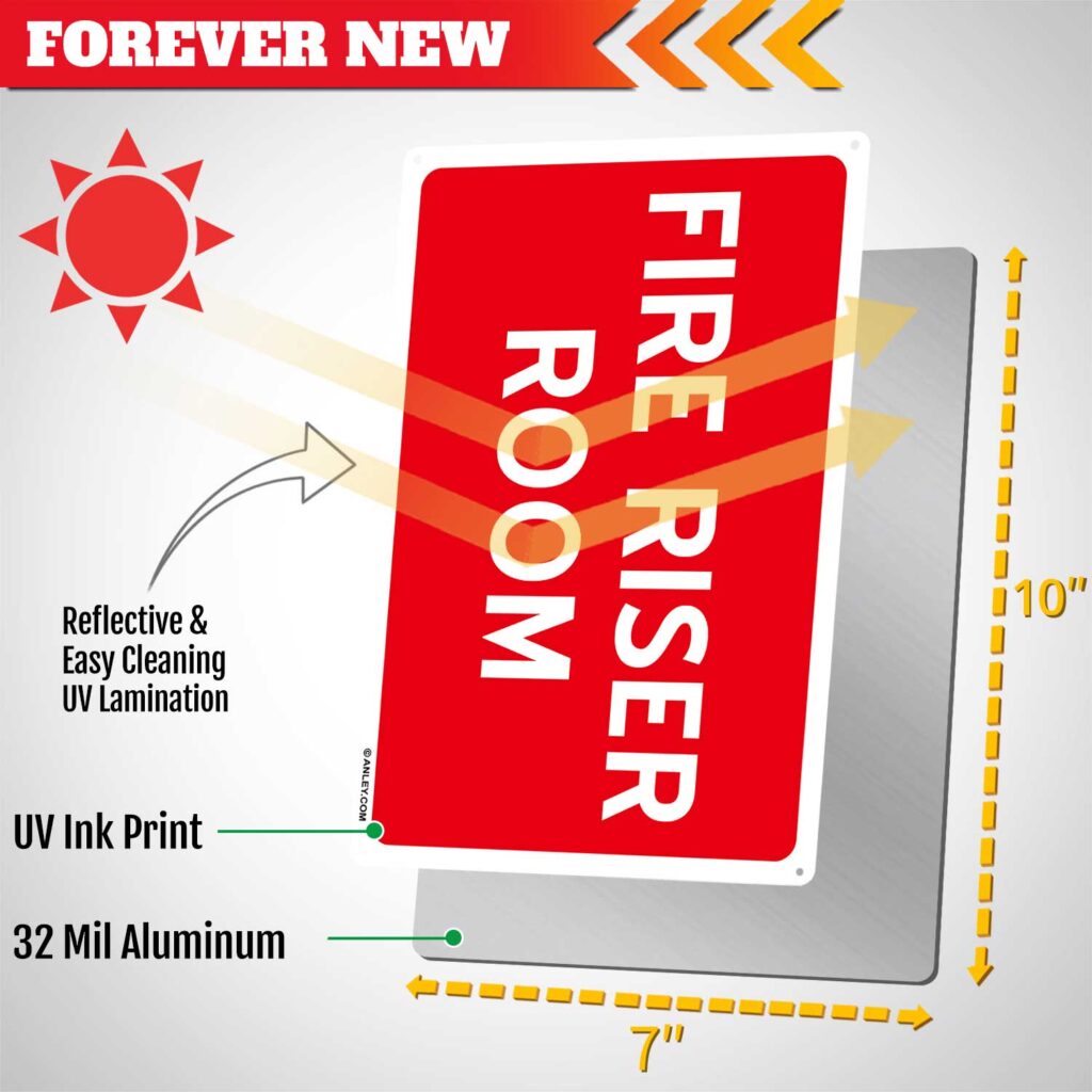 Fire Riser Room Sign Aluminum 7 X 10 IN