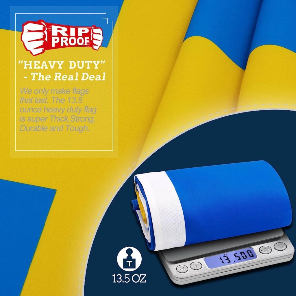 Rip-Proof Technology Double Sided 3-Ply Sweden Flag 3×5 Foot