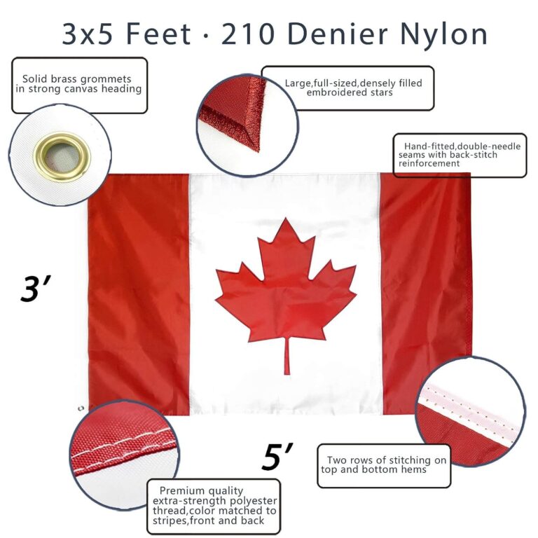 EverStrong Nylon Embroidered Canada Flag 3x5 Foot