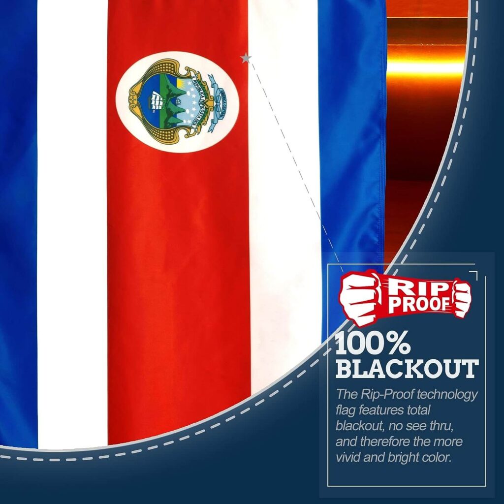 Rip-Proof Technology Double Sided 3-Ply Costa Rica Flag 3×5 Foot