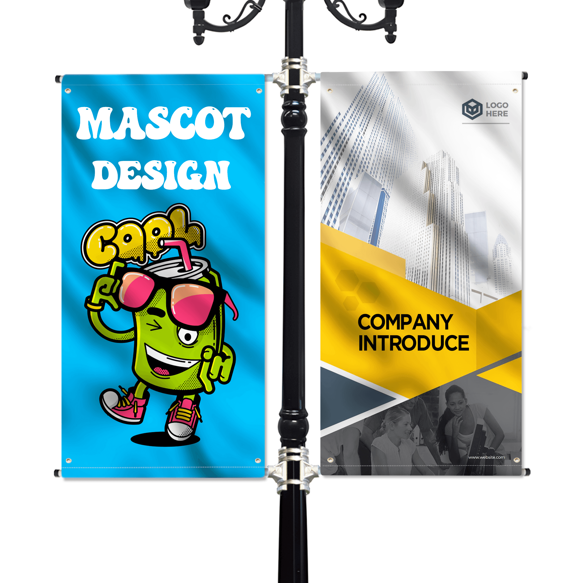 Custom Street Light Pole Banner Printing & FREE Designer Service