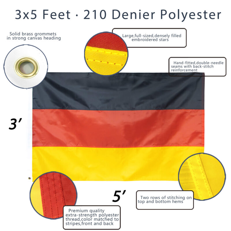 EverStrong Embroidered Germany Flag 3x5 Foot