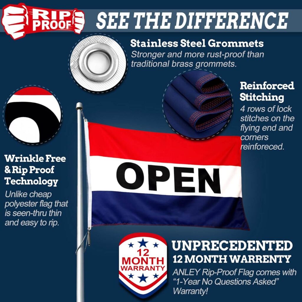 Rip-Proof Technology Double Sided 3-Ply Open Flag 3×5 Foot