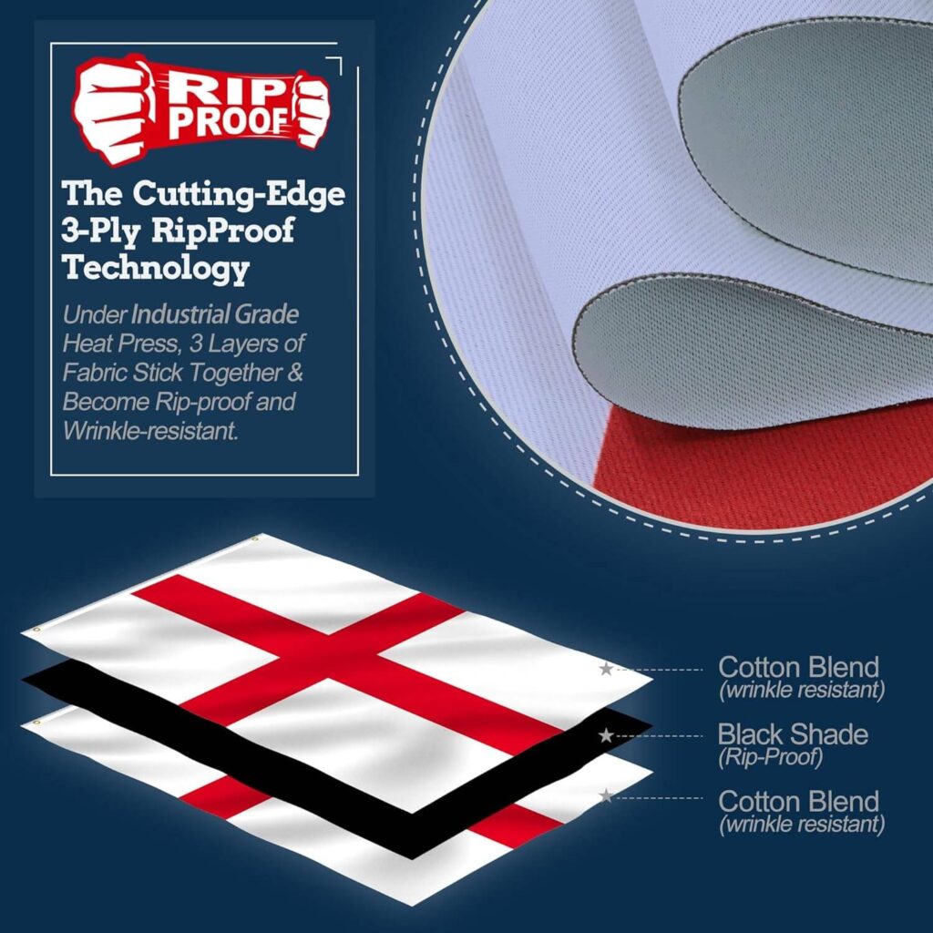 Rip-Proof Technology Double Sided 3-Ply England Flag 3×5 Foot