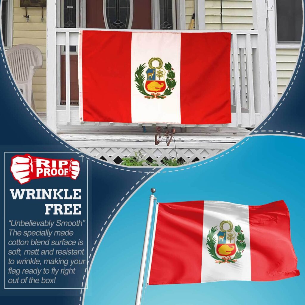 Rip-Proof Technology Double Sided 3-Ply Peru Flag 3×5 Foot