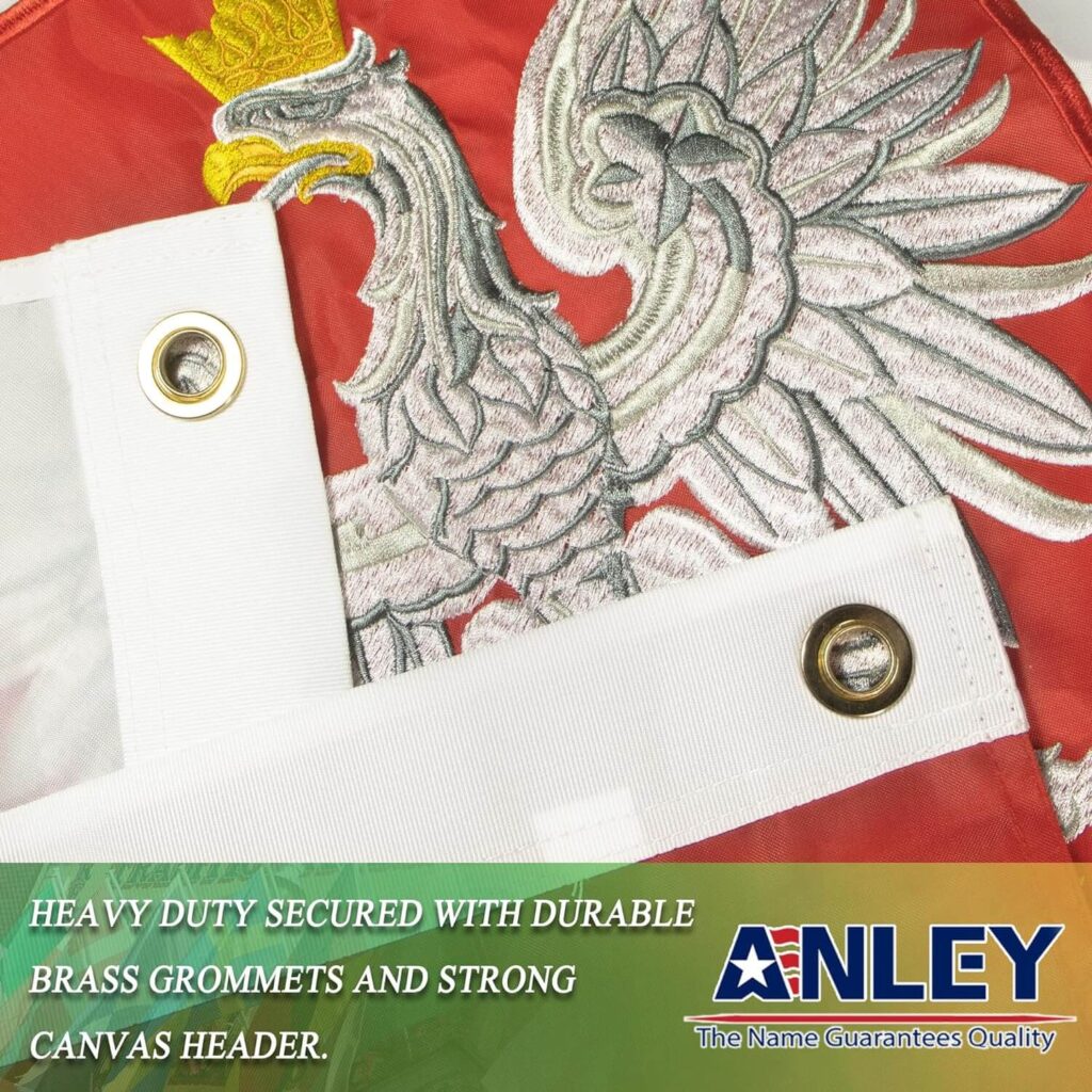 Everstrong Nylon Embroidered Poland State Ensign Flag 3x5 Foot