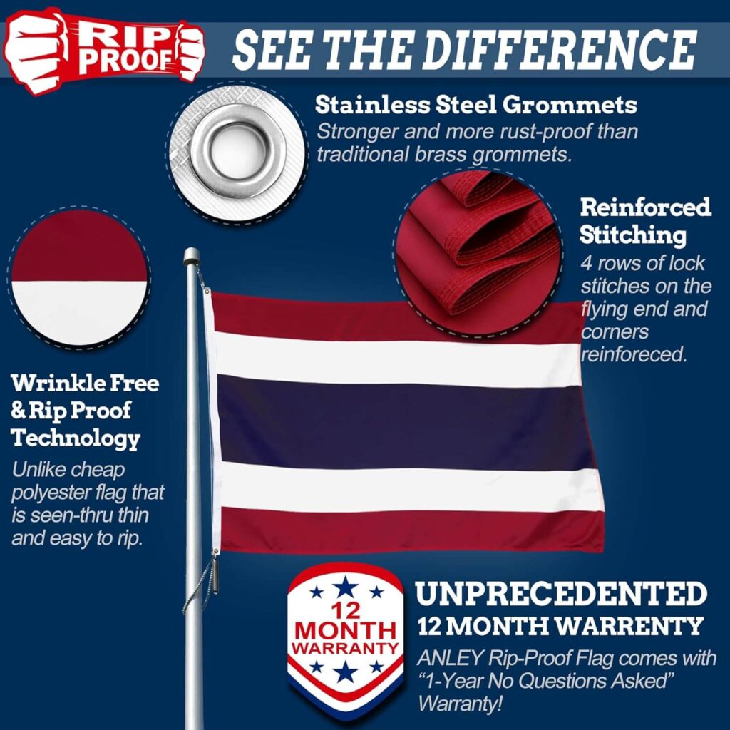 Rip-Proof Technology Double Sided 3-Ply Thailand Flag 3×5 Foot