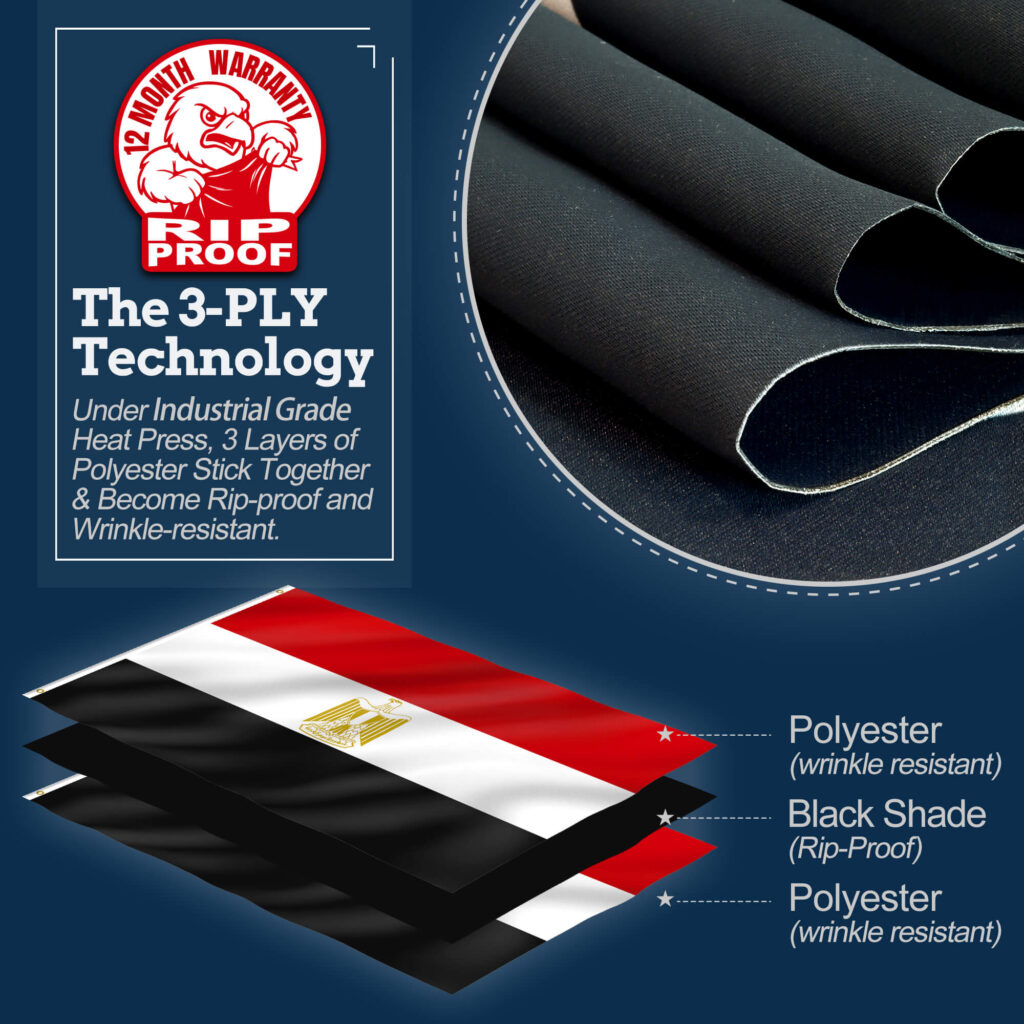 Rip-Proof Technology Double Sided 3-Ply Egypt Flag 3×5 Foot