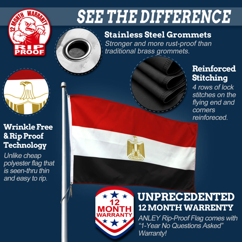 Rip-Proof Technology Double Sided 3-Ply Egypt Flag 3×5 Foot
