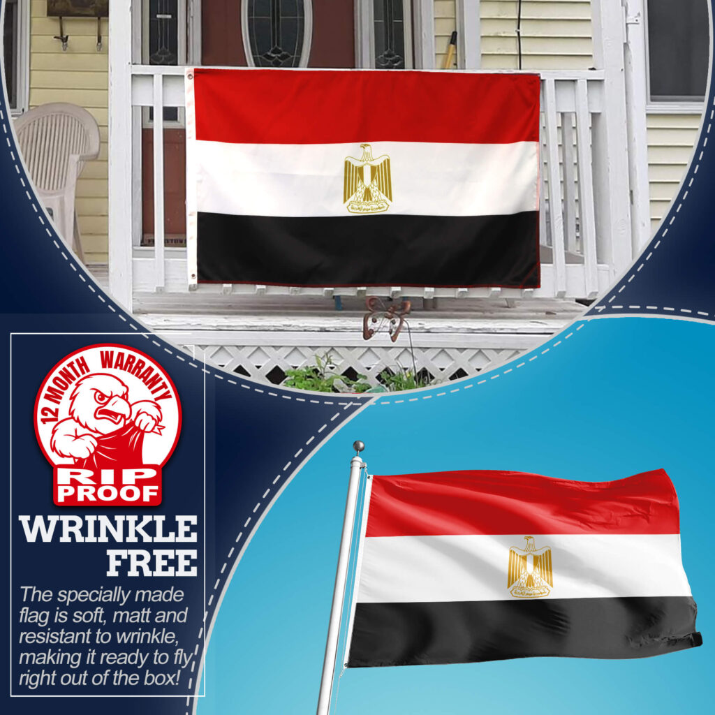 Rip-Proof Technology Double Sided 3-Ply Egypt Flag 3×5 Foot