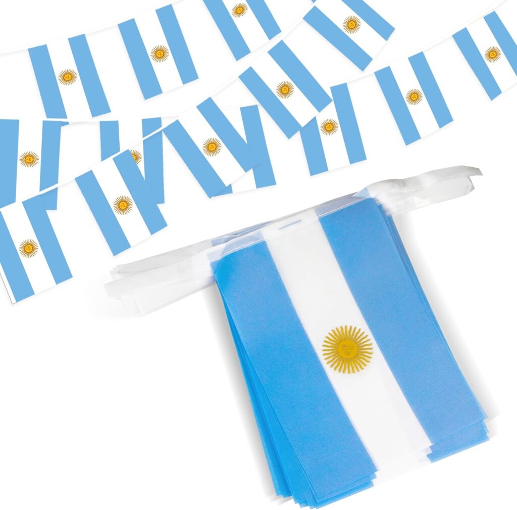 Argentina String Flags Pennant Banners 33 Feet 38 Flags (5.5x8 Inch)