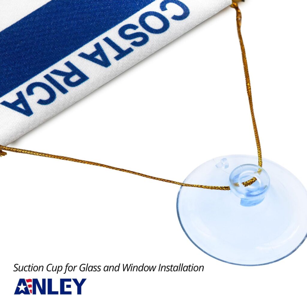 Costa Rica Fringy Window Hanging Flag 4 X 6 Inch