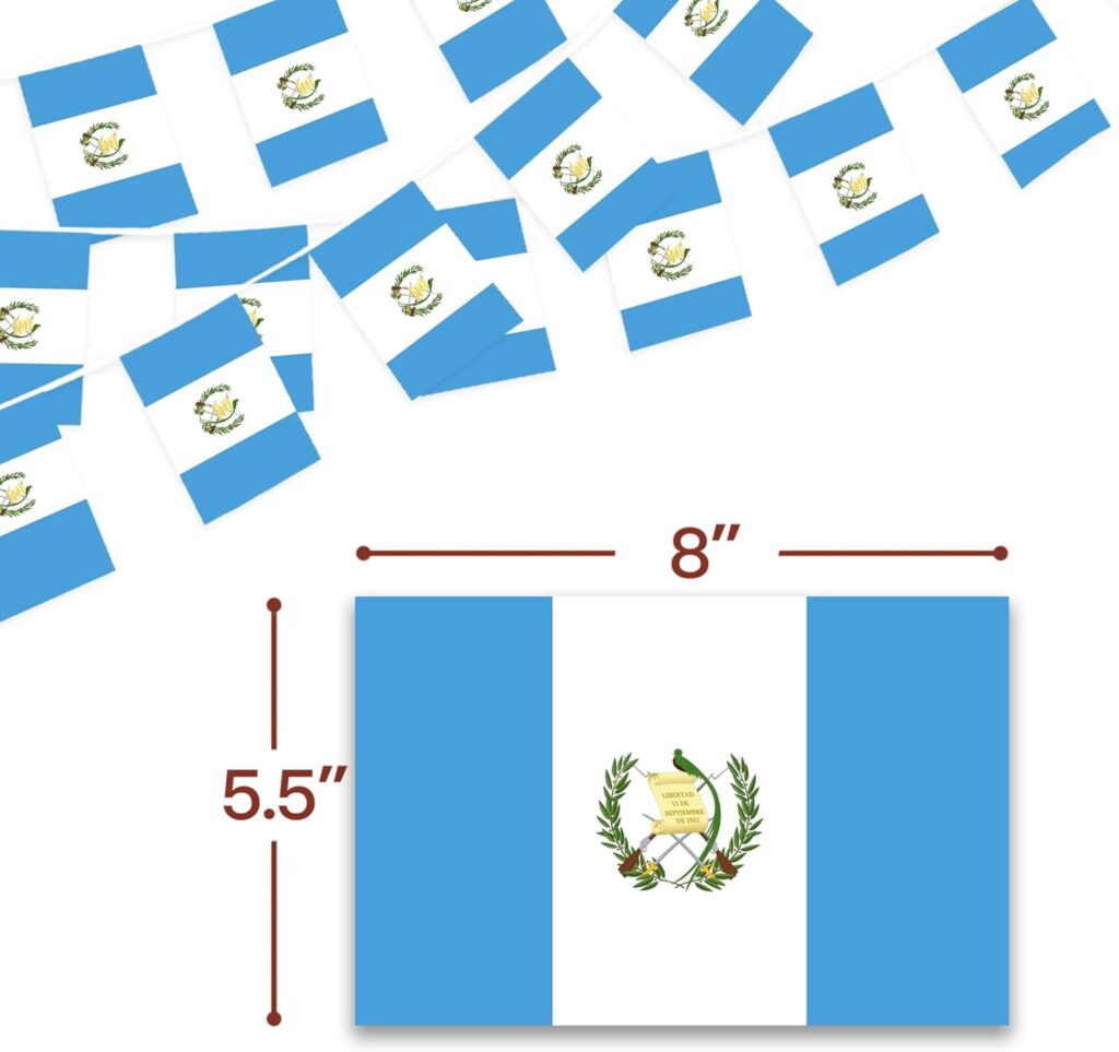 Guatemala String Flags Pennant Banners 33 Feet 38 Flags (5.5x8 Inch)