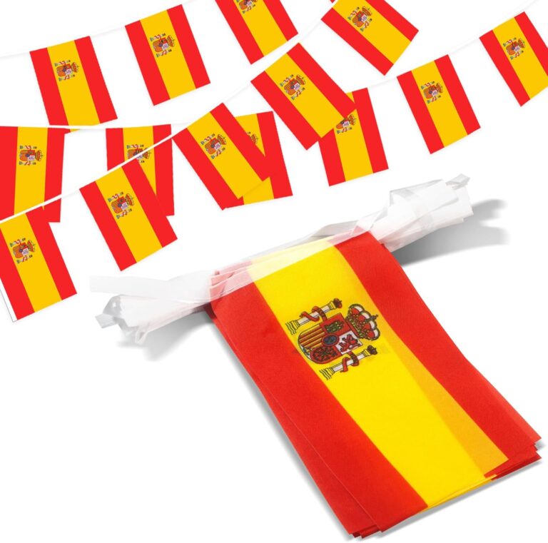Spain String Flags Pennant Banners 33 Feet 38 Flags (5.5x8 Inch)