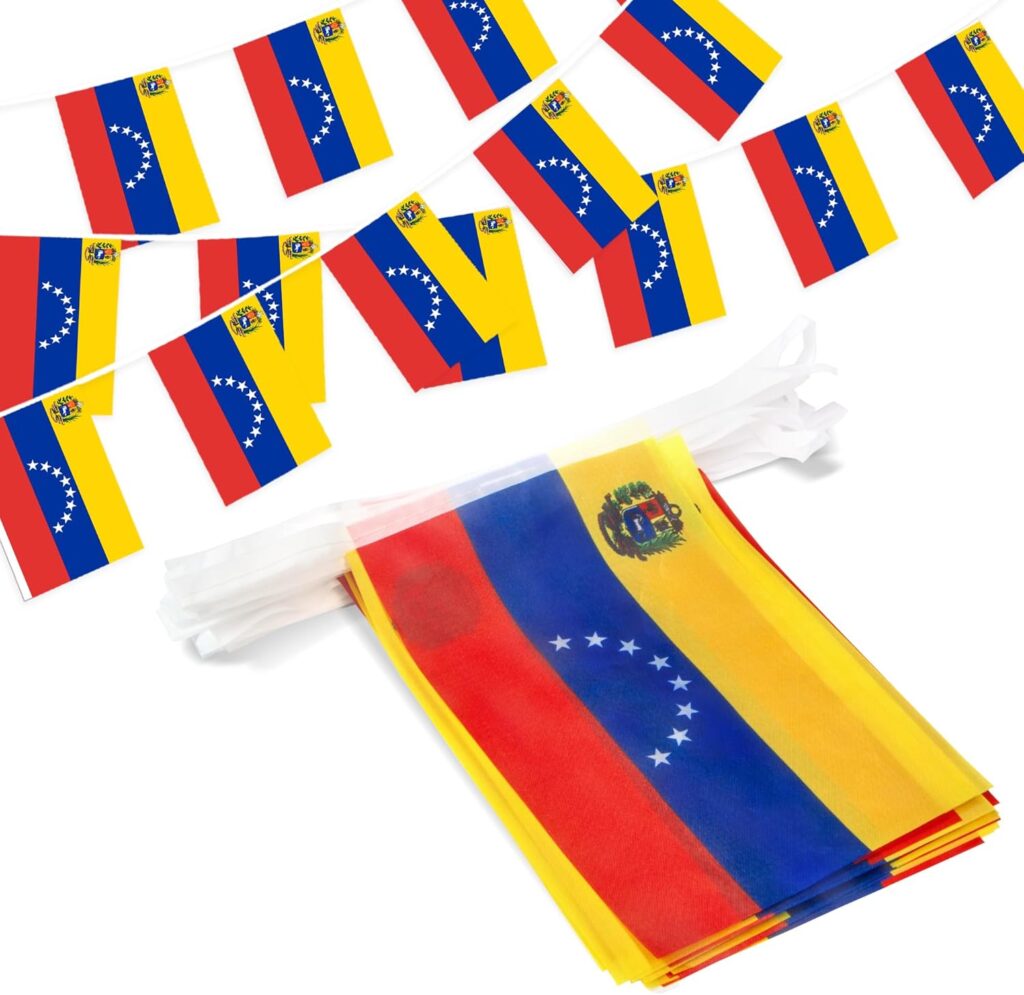 Venezuela String Flags Pennant Banners 33 Feet 38 Flags (5.5x8 Inch)
